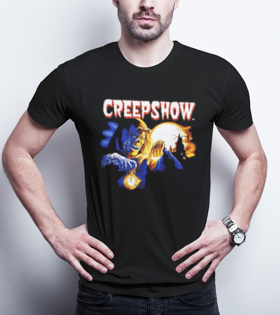 Creepshow Skeleton Holding Pocket With Horror Movie T-Shirt