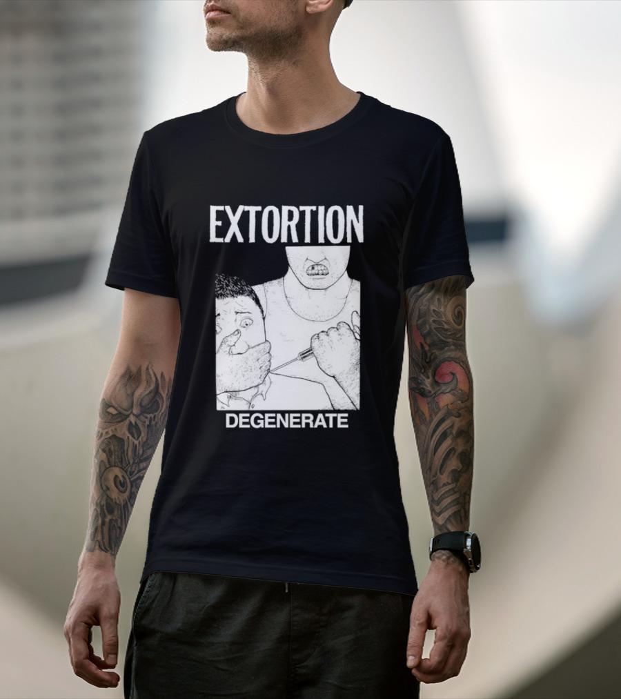 Extortion Degenerate Hardcore Punk Powerviolence Band Merch T-Shirt