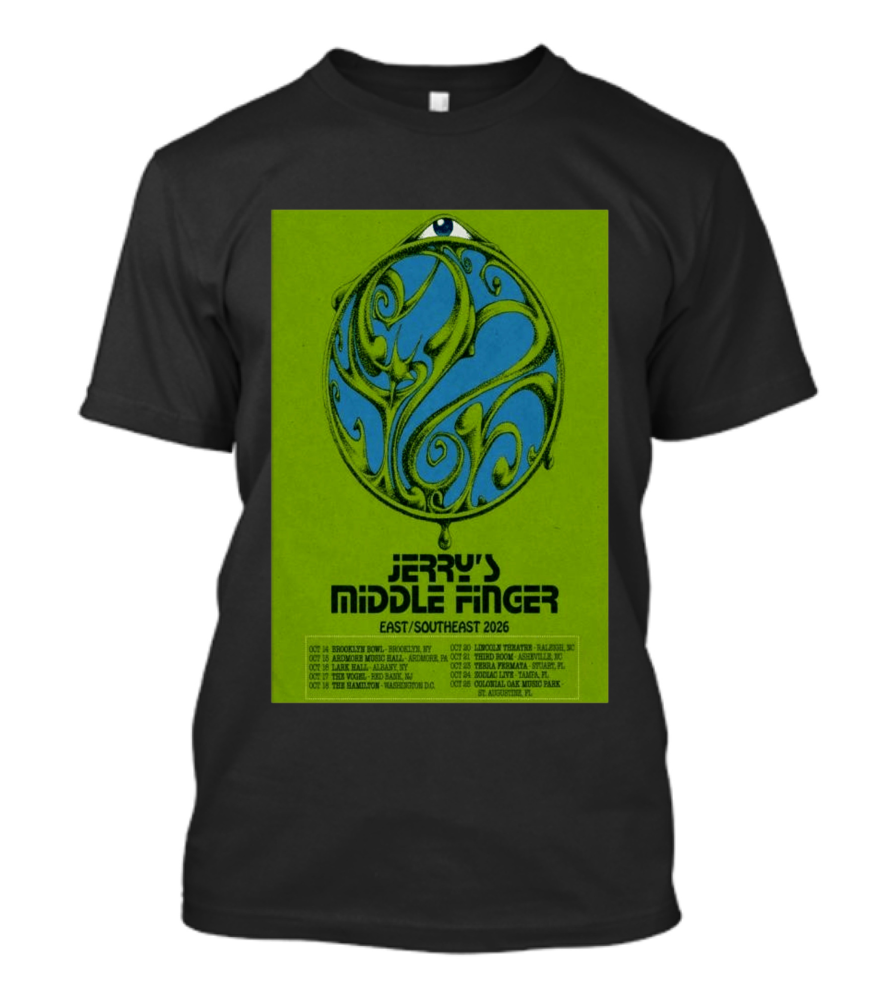 Jerry's Middle Finger East Southeast 2026 Tour Dates With Artistic Eye T-Shirt