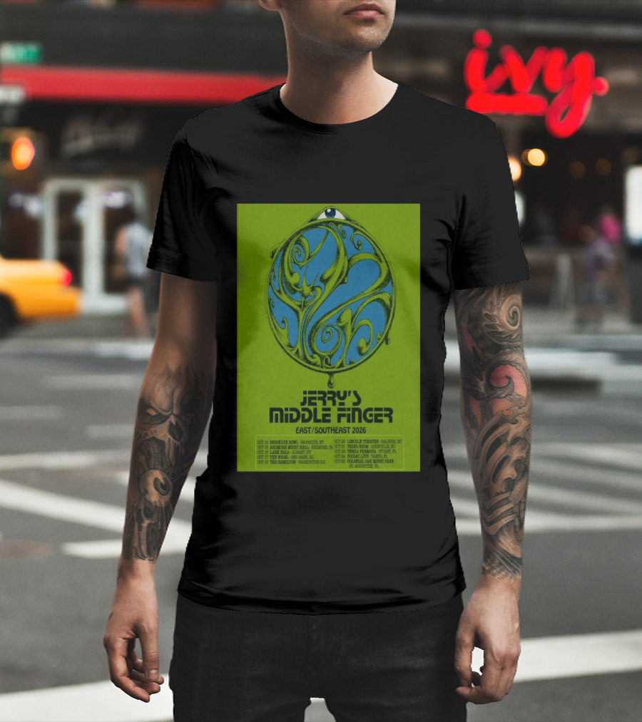 Jerry's Middle Finger East Southeast 2026 Tour Dates With Artistic Eye T-Shirt