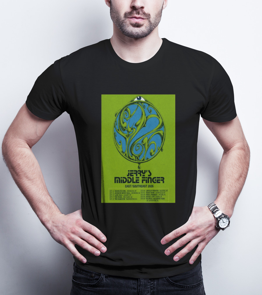 Jerry's Middle Finger East Southeast 2026 Tour Dates With Artistic Eye T-Shirt