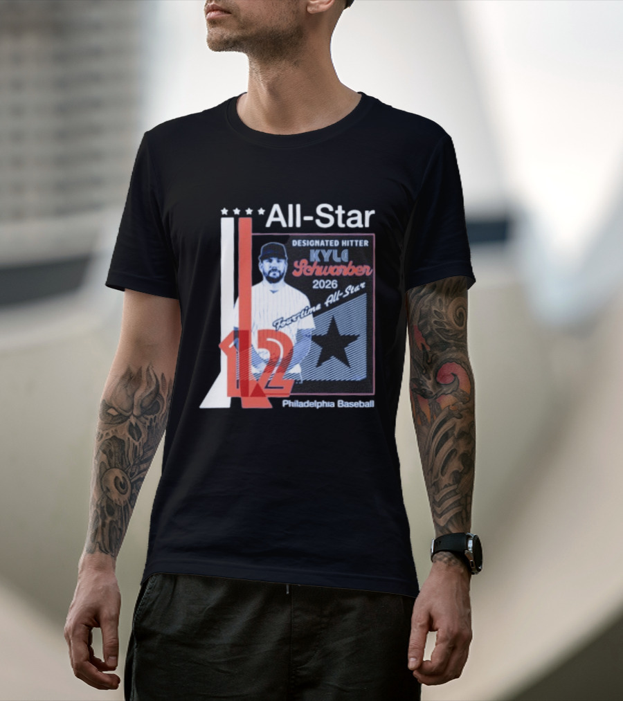 Philadelphia Baseball Designated Hitter Kyle Schwarber 2026 Four Time All Star No 12 T-Shirt