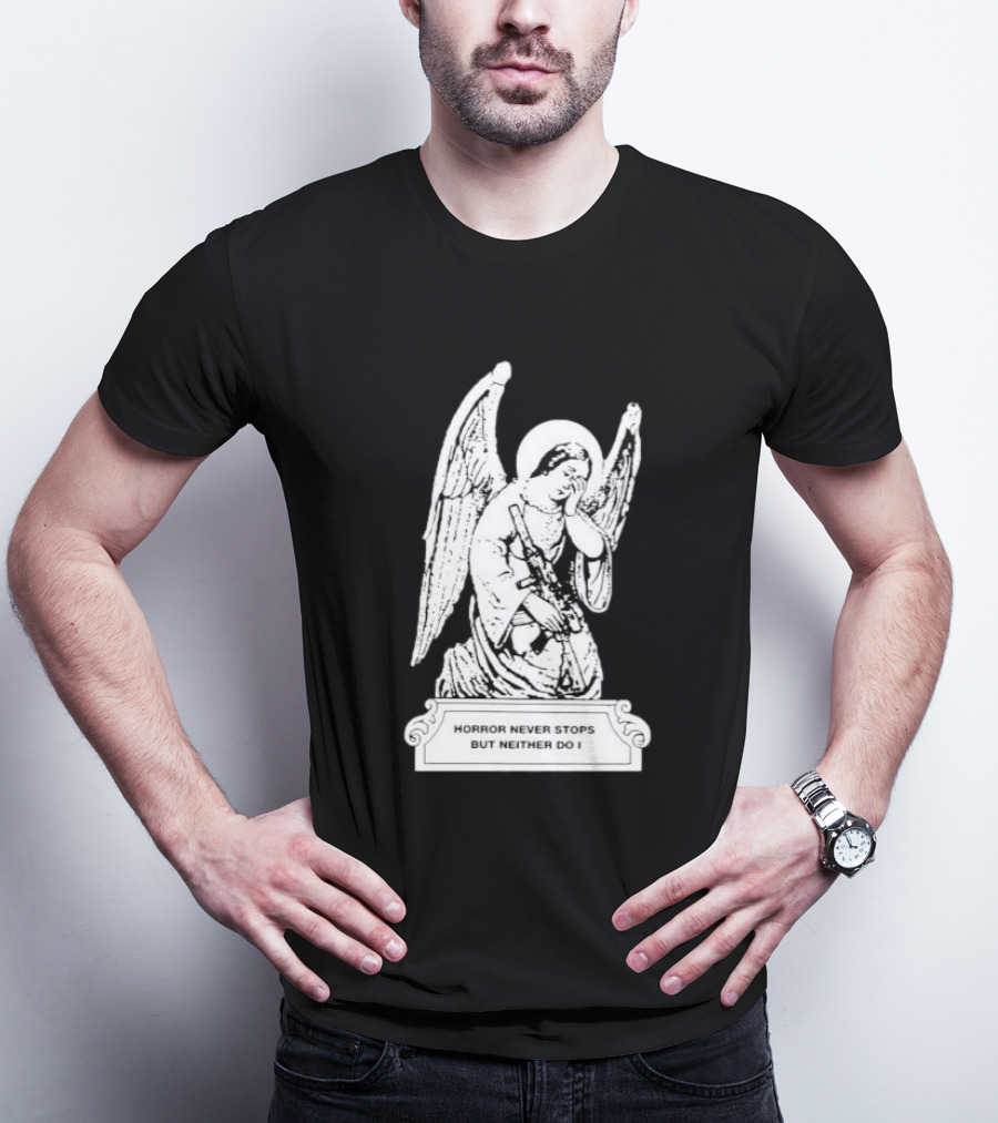 Horror Never Stops Angel With Rifle Resilience T-Shirt