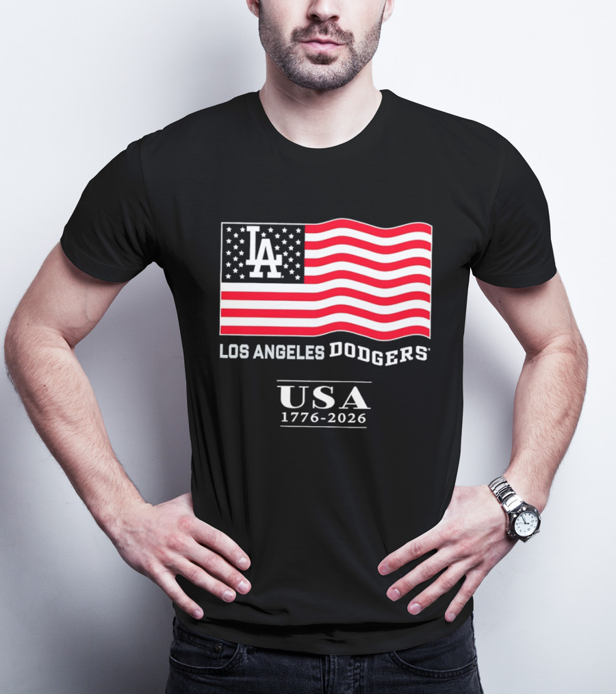 Los Angeles Dodgers USA Flag 1776 2026 T-Shirt