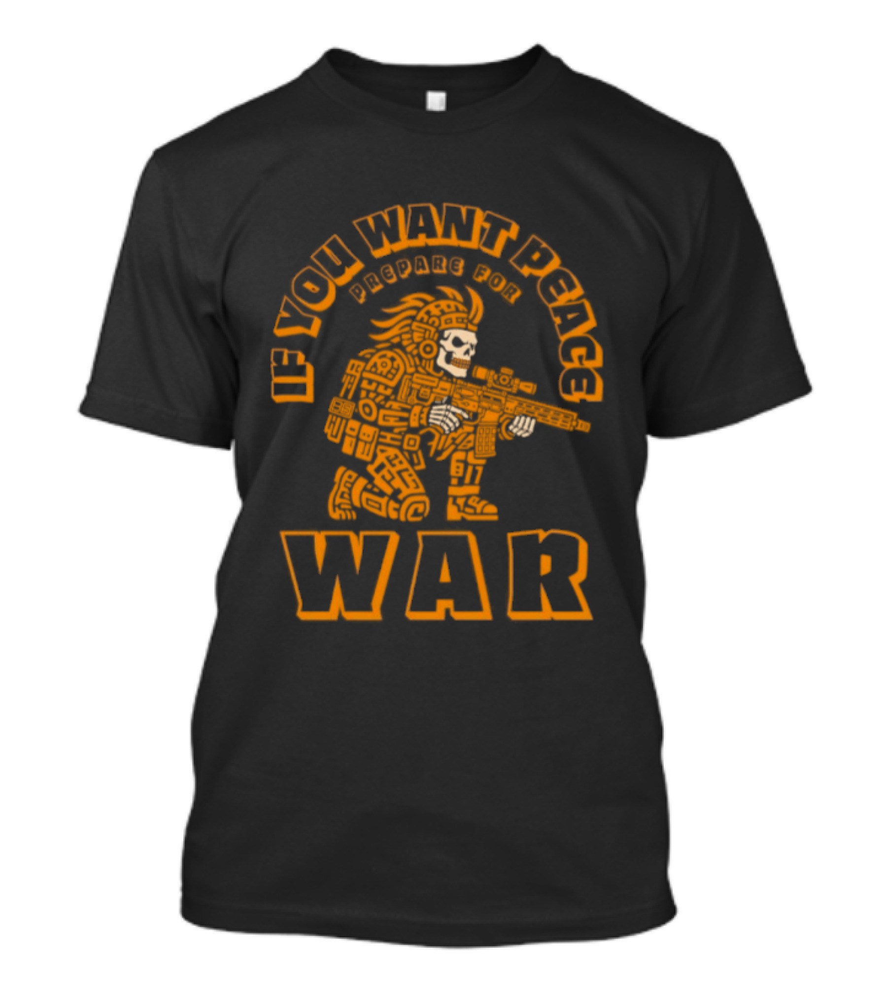 If You Want Peace Prepare For War Aztec Skull Sniper Tactical Warrior T-Shirt