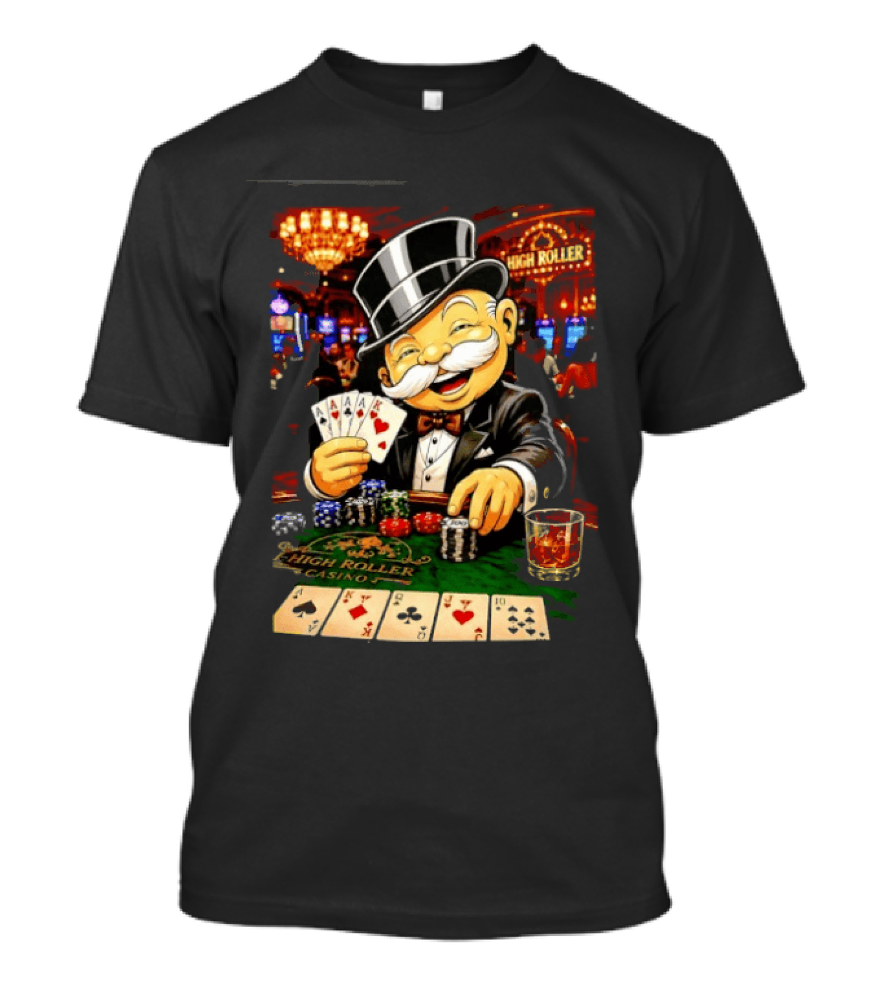 Monopoly Man High Roller Casino Cards Poker Chips T-Shirt