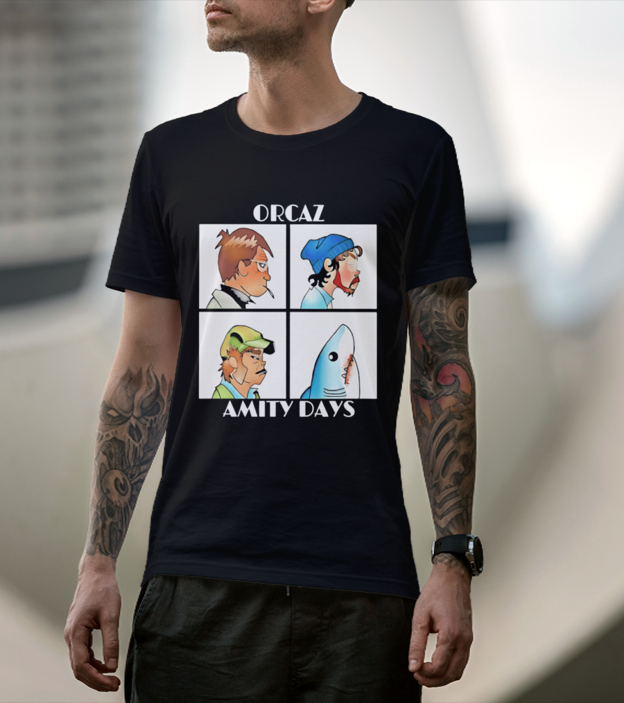Orcaz Amity Days Four Grid Shark Bite Album Cover T-Shirt