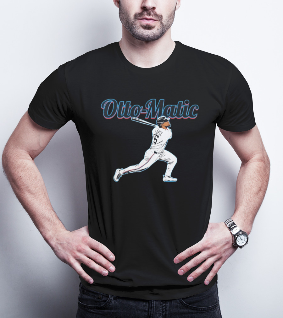 Otto Lopez Otto Matic Miami Marlins MLB Slugger Swing T-Shirt