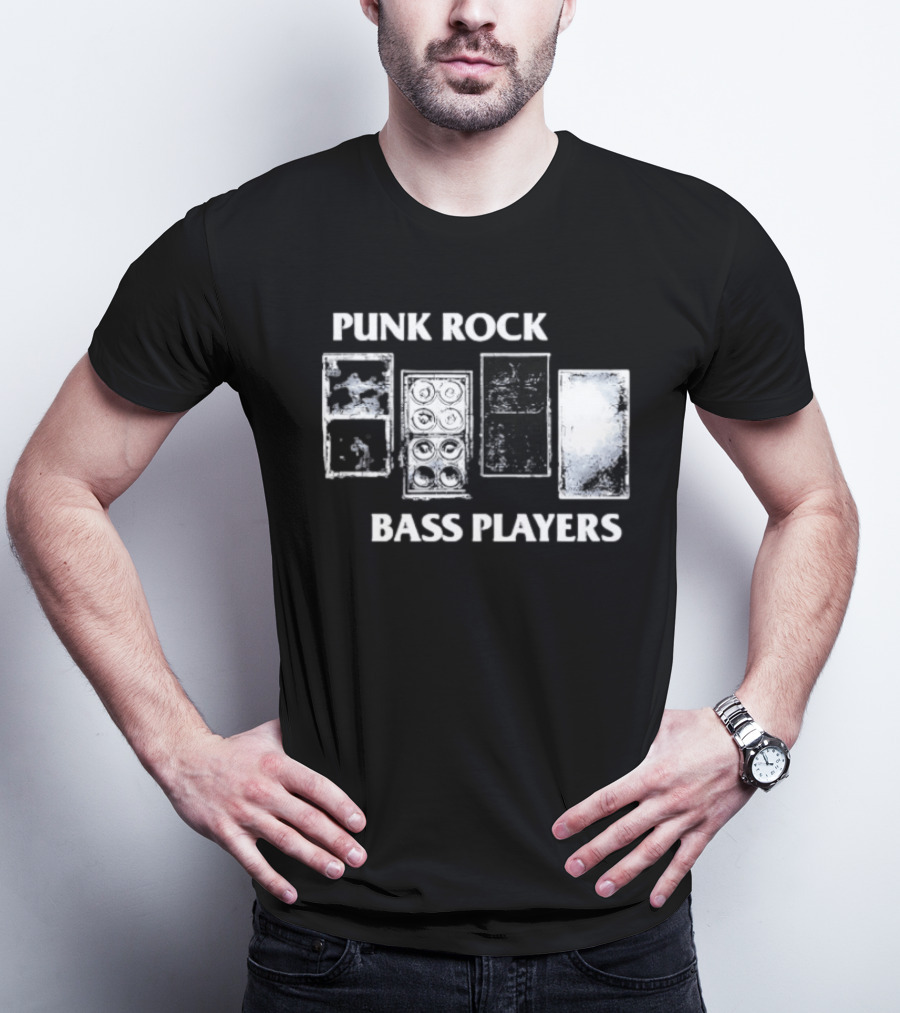 Punk Rock Bass Players Amplifier Musician Black White Speaker Cabinet T-Shirt