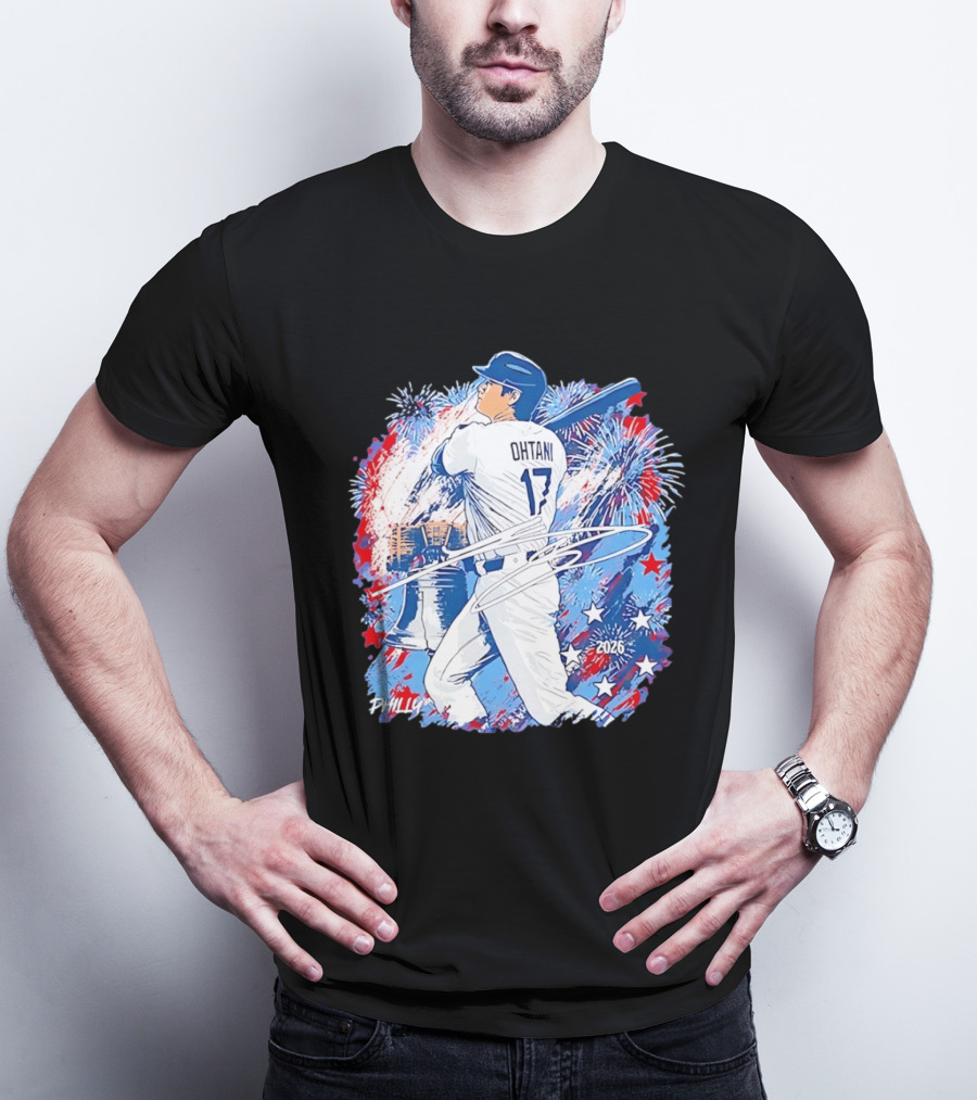 Ohtani 17 Philly 2026 Baseball Fireworks Liberty Bell T-Shirt