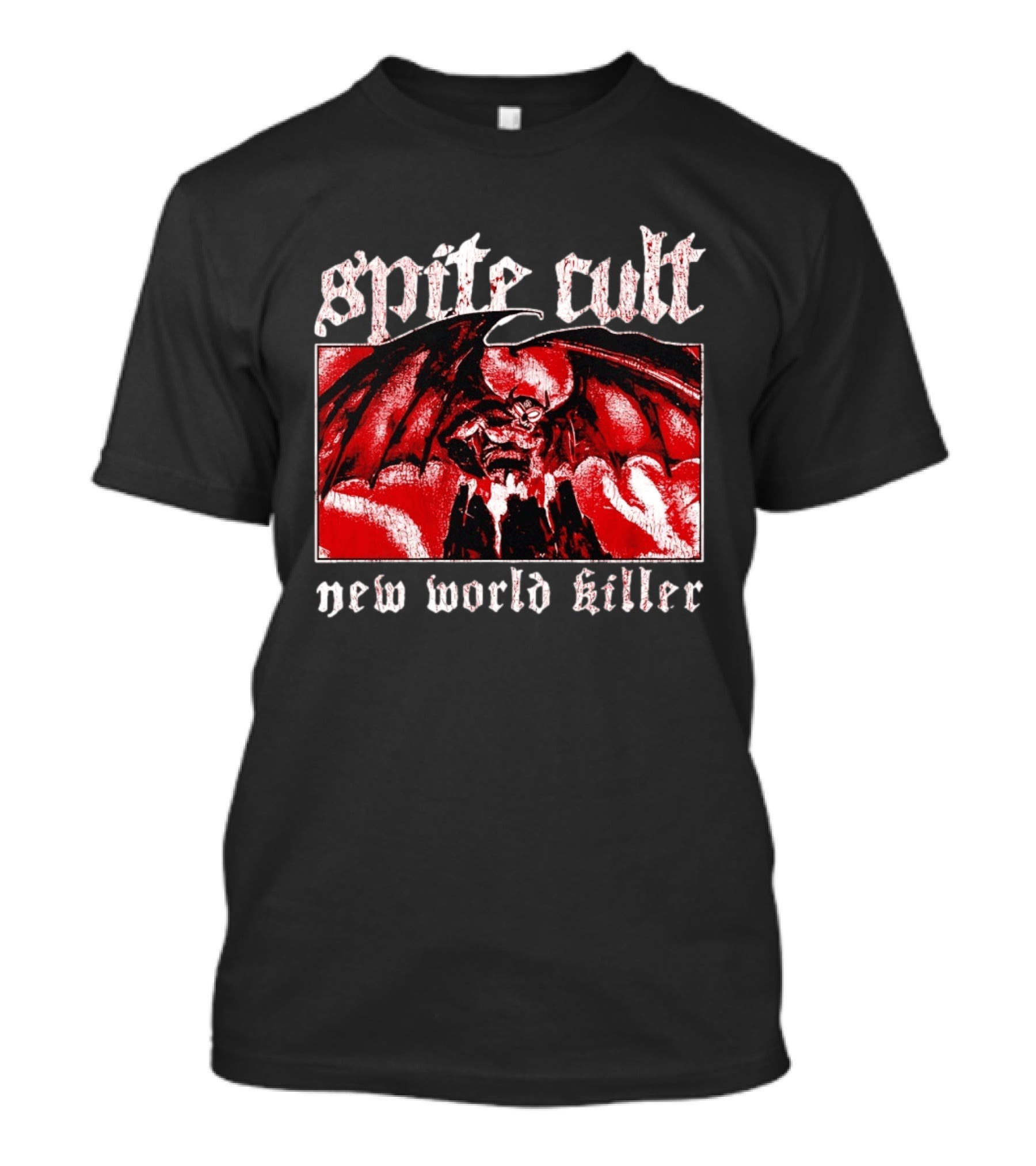 Spite Cult Horned Demon Spreading Wings On Mountain New World Killer T-Shirt
