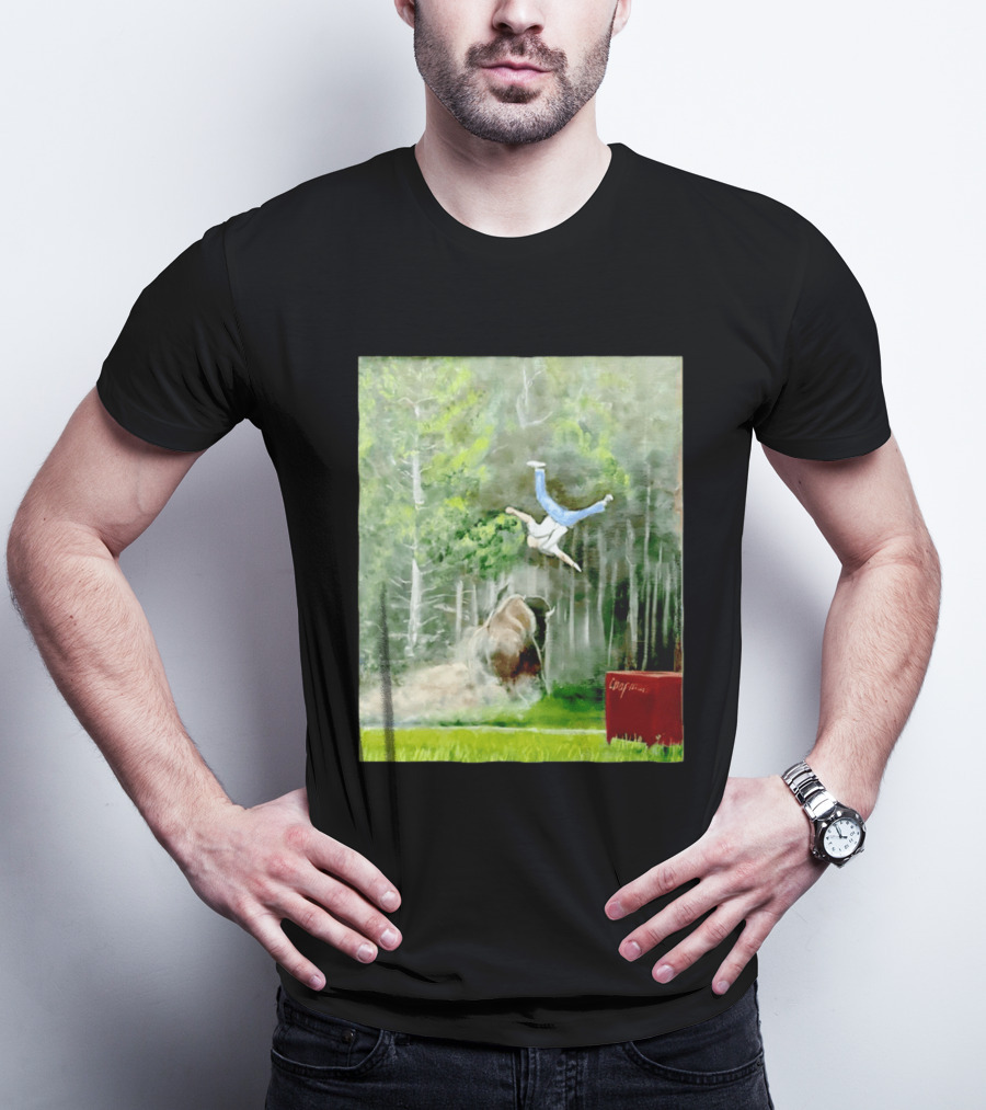 Sportman Epic Bison Attack Wildlife Painting T-Shirt