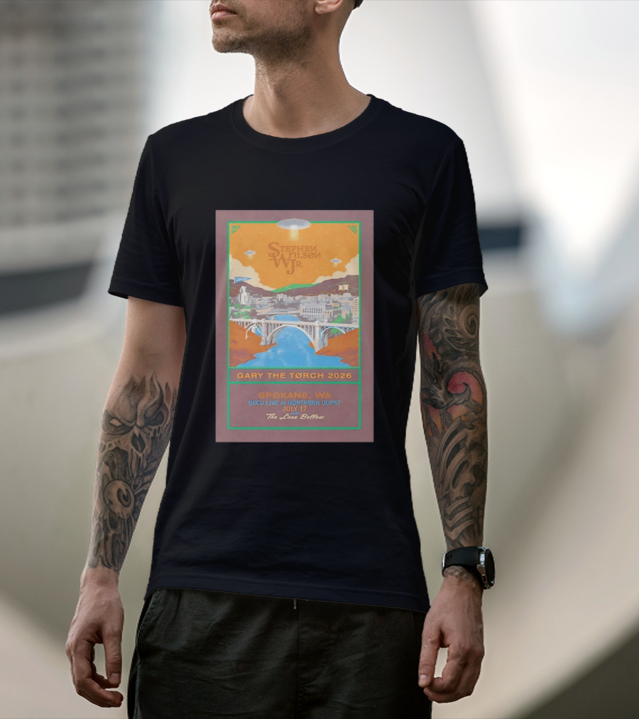 Stephen Wilson Jr Gary The Torch 2026 Bridge UFO Spokane WA Concert July 17 The Lone Bellow T-Shirt