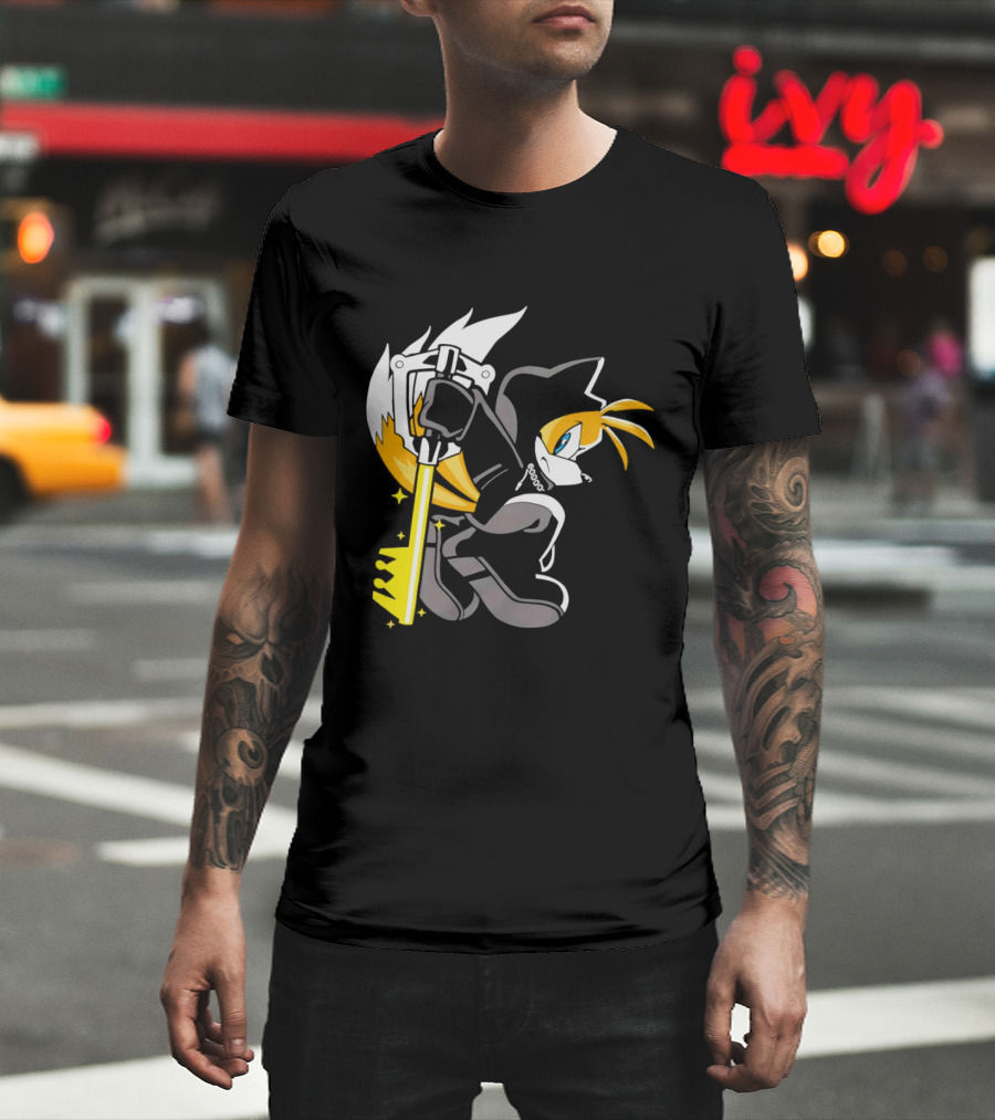 Tails The Fox In Organization XIII Cloak Holding Keyblade T-Shirt