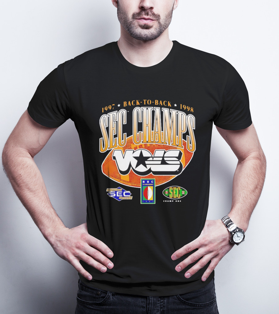 Tennessee Volunteers Vols SEC Champs Back To Back 1997 1998 Football Southeastern Conference Championship T-Shirt