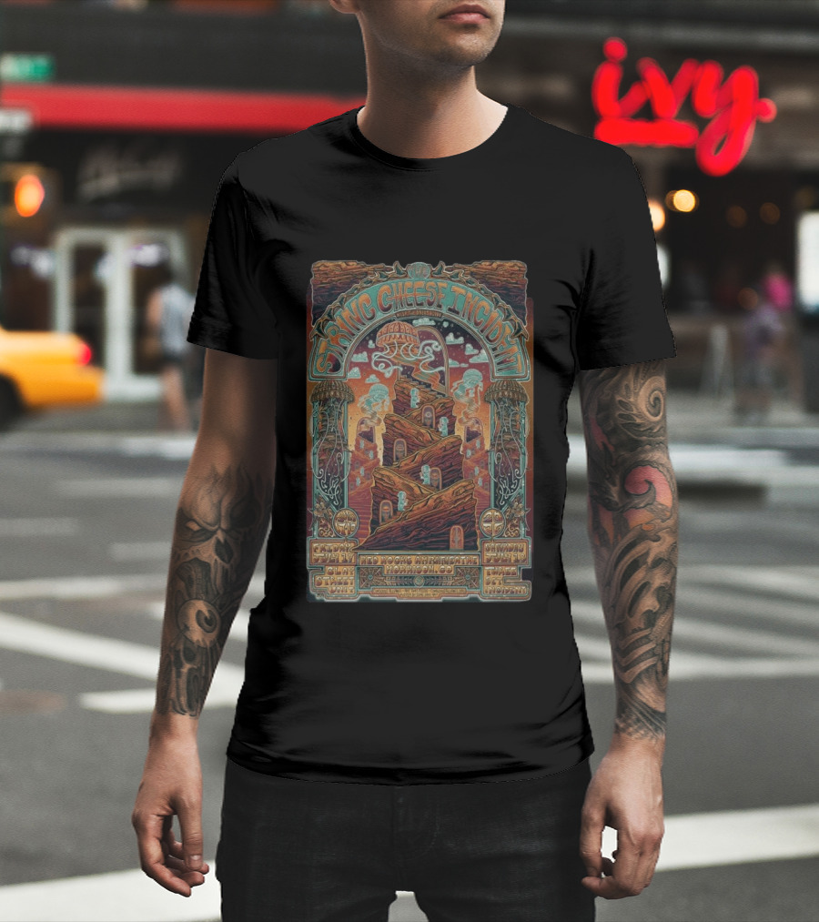 String Cheese Incident Red Rocks Amphitheatre July 2026 Tour Morrison CO Art By Nate Duval T-Shirt