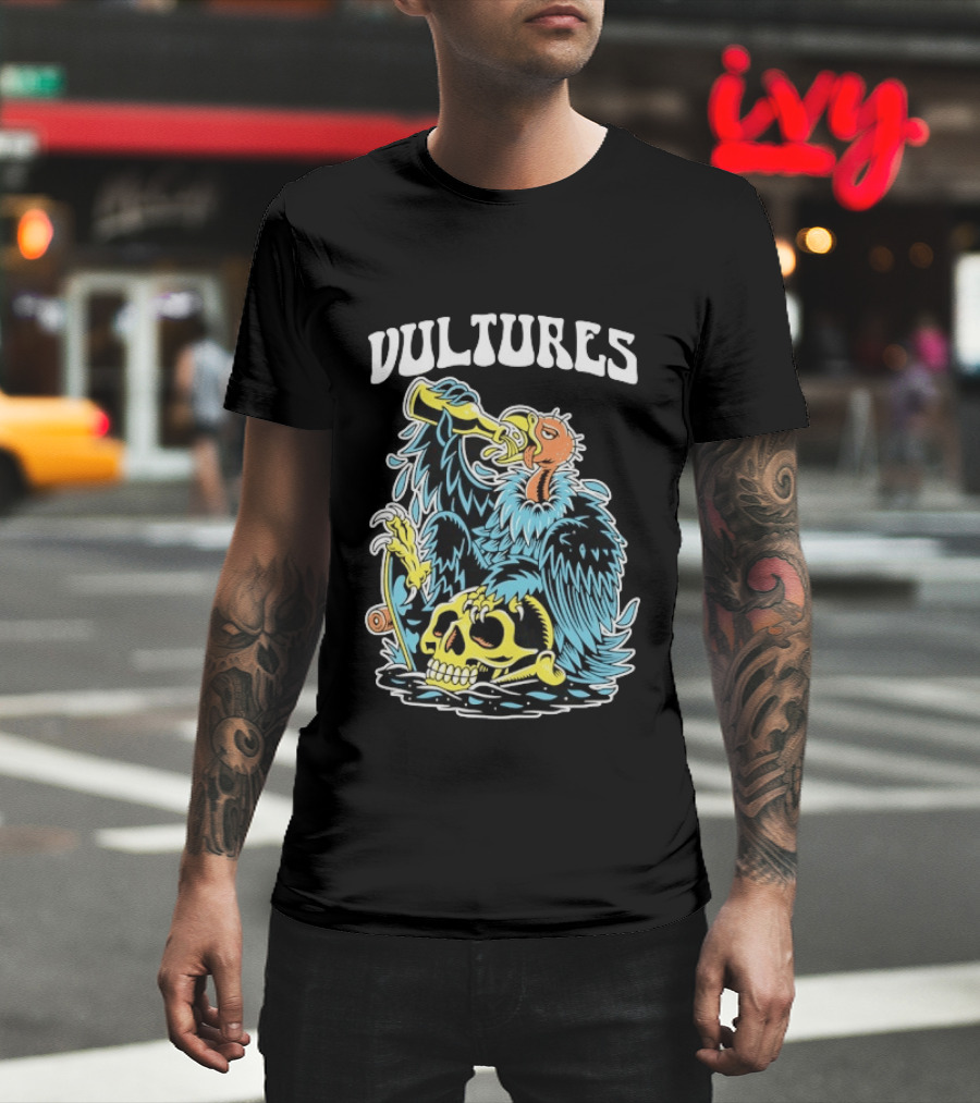 Vultures Drinking Beer On Skull T-Shirt