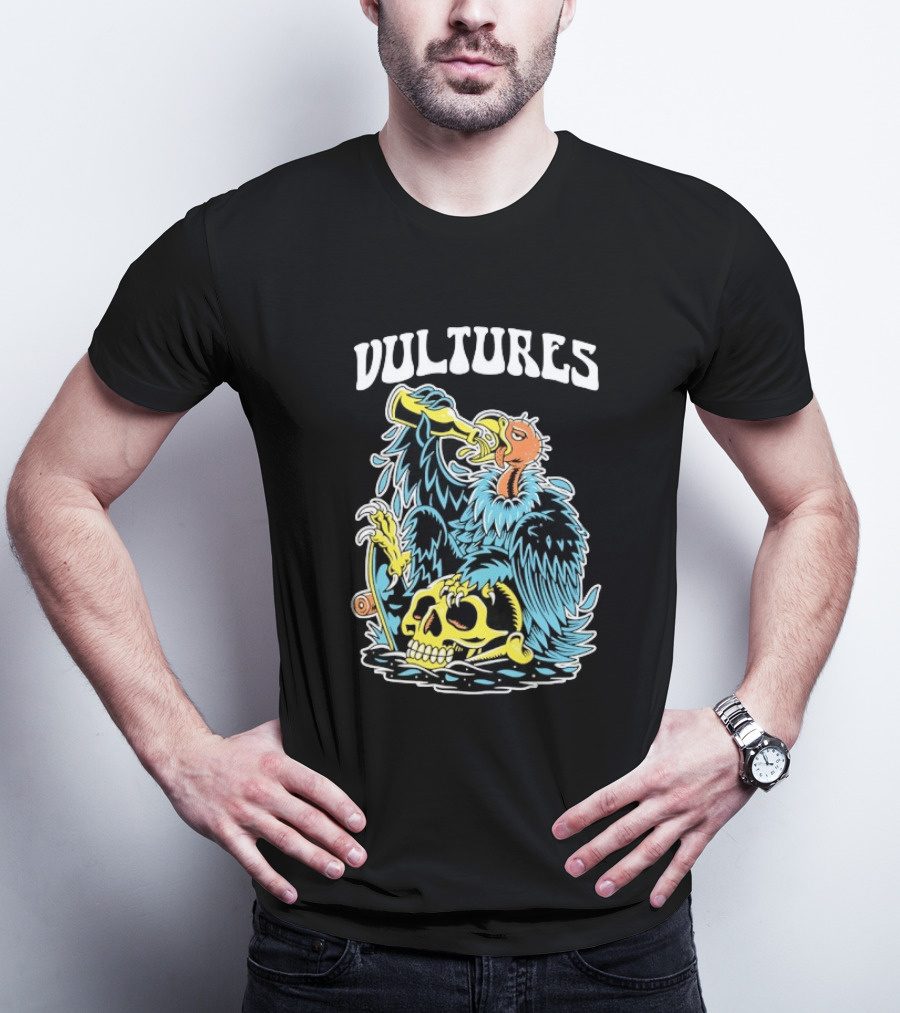 Vultures Drinking Beer On Skull T-Shirt