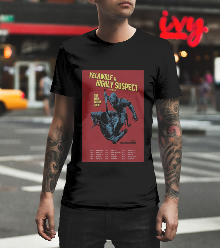 Yelawolf & Highly Suspect Present The War Within Tour 2026 Passengers Unknown Support Dates T-Shirt