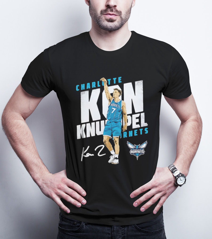 Charlotte Hornets Kon Knueppel Basketball 7 Signature T-Shirt