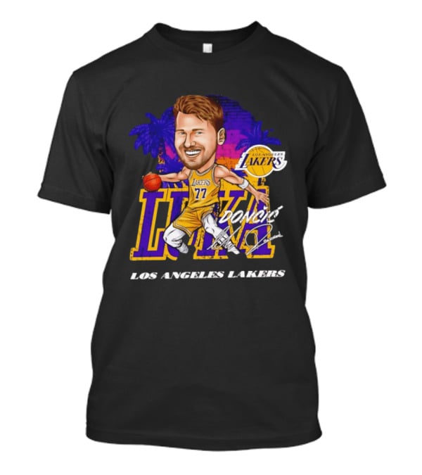 Luka Doncic 77 Los Angeles Lakers Skyline Cartoon T-Shirt