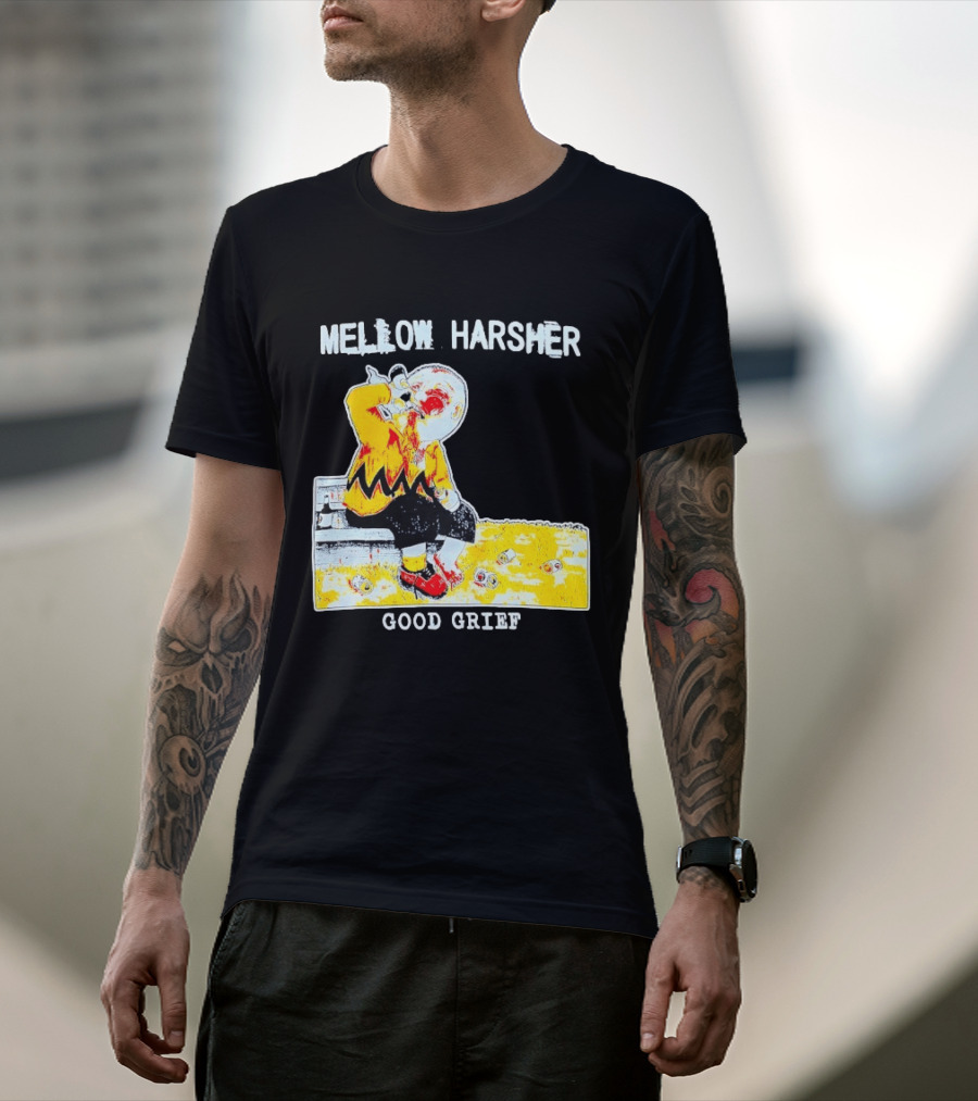 Mellow Harsher Good Grief Charlie Brown Drinking Image T-Shirt