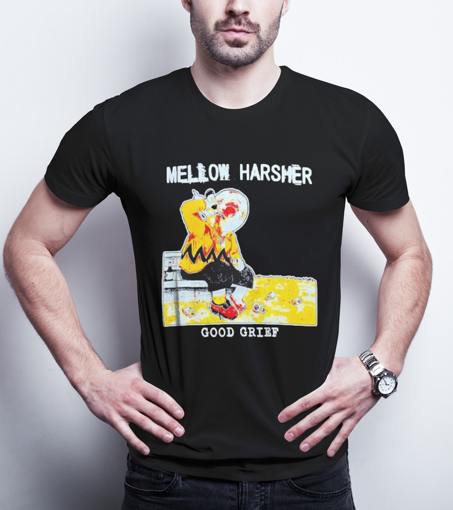 Mellow Harsher Good Grief Charlie Brown Drinking Image T-Shirt