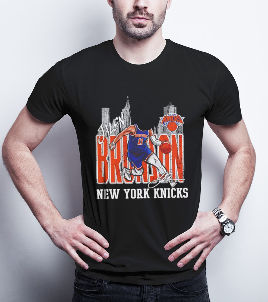 Jalen Brunson New York Knicks Basketball City Skyline T-Shirt