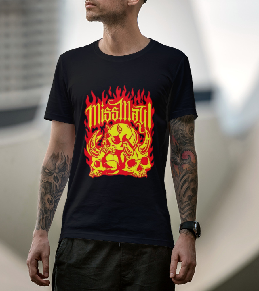 Miss May I Flaming Skulls Fire Metalcore Band T-Shirt