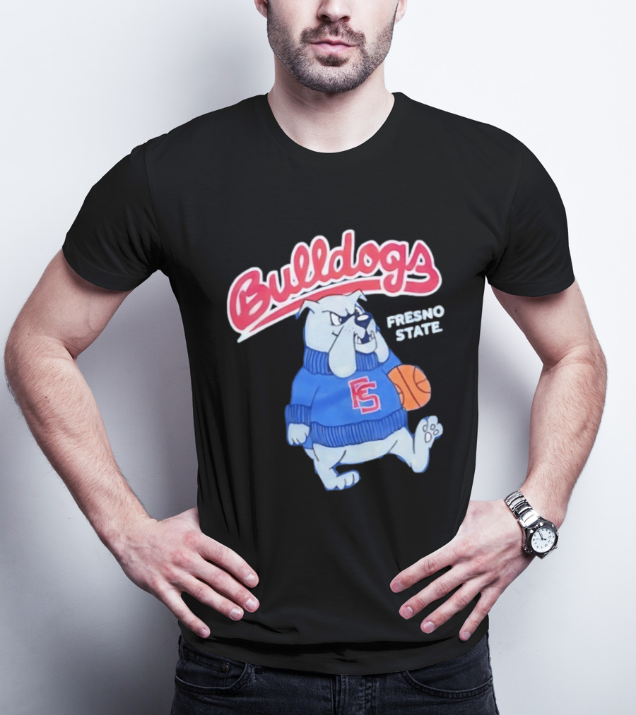 Fresno State Bulldogs Mascot With Basketball And Sweater T-Shirt