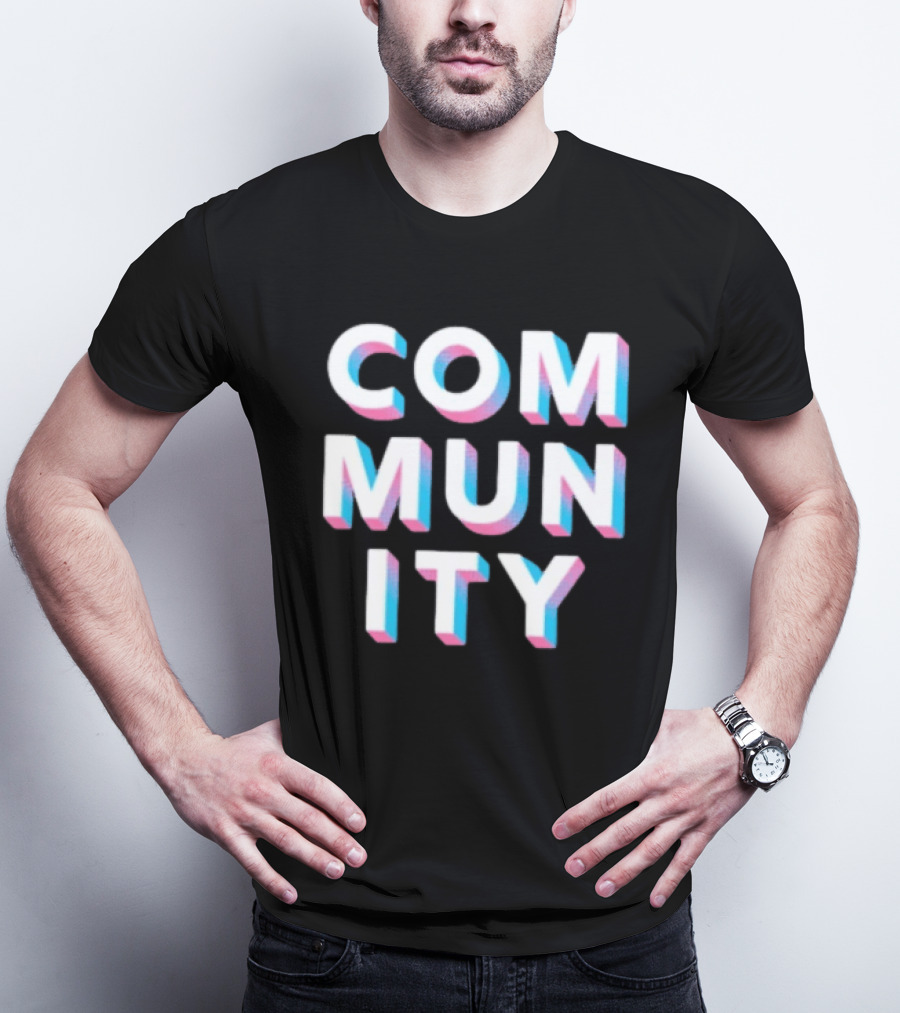 Community Colorful 3D Text Block T-Shirt