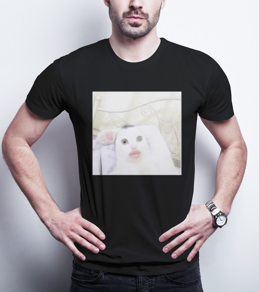 Cursed Cat Meme Funny Distorted Face Filter Selfie T-Shirt
