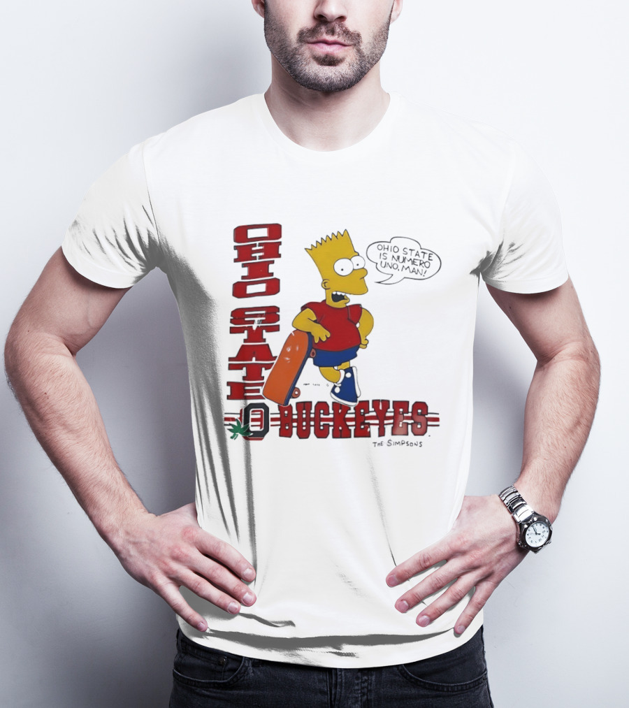 Ohio State Buckeyes Bart Simpson Numero Uno Man Skateboard T-Shirt