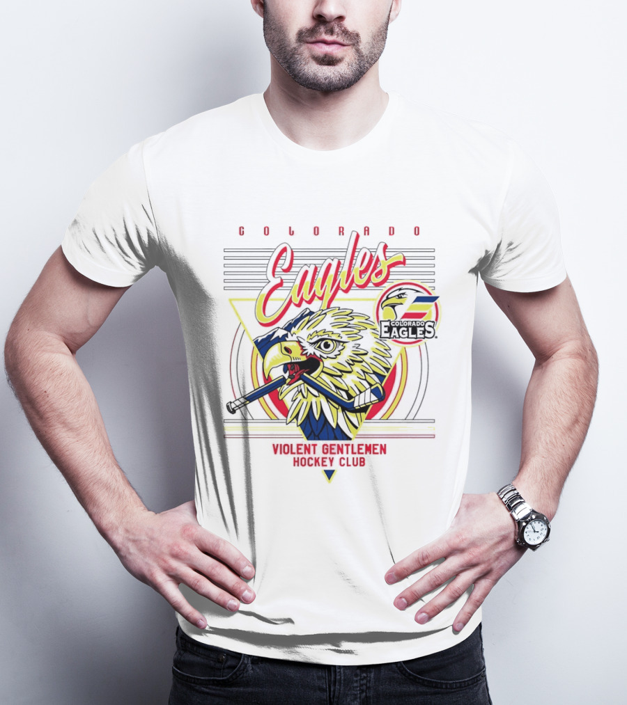 Colorado Eagles Eagle Biting Stick Violent Gentlemen Hockey Club T-Shirt