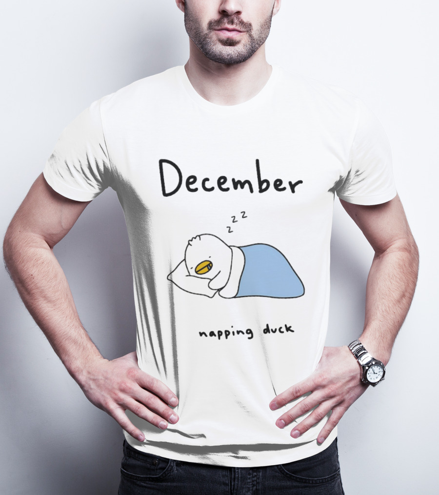 December Cozy Napping Duck Winter Month T-Shirt