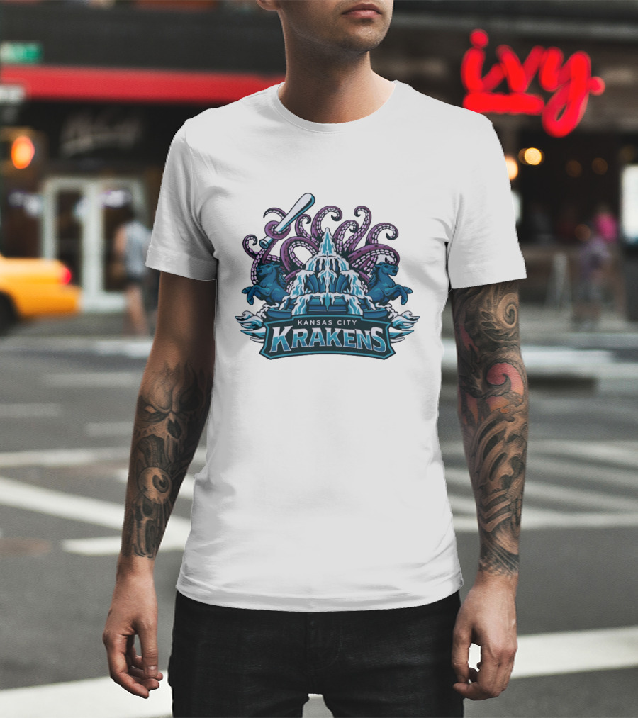 Kansas City Krakens Fountain Octopus Horses Sports Team T-Shirt