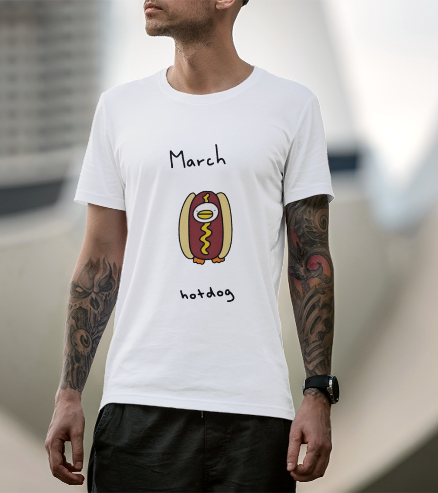 March Hotdog Cartoon Character With Food Animal T-Shirt