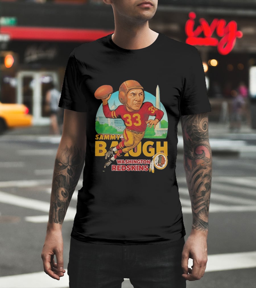 Sammy Baugh Washington Redskins Caricature Number 33 Football Legend T-Shirt