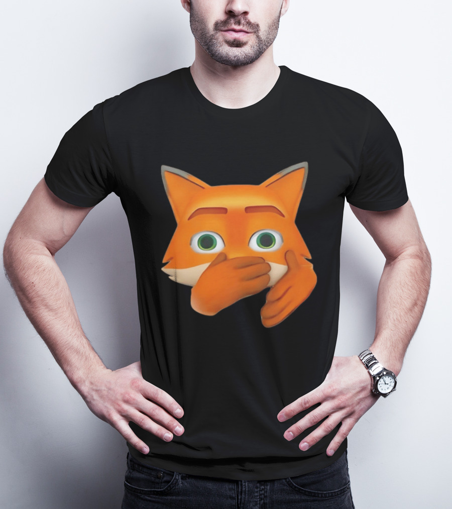Scuba Fox Emoji Animal Covering Mouth Diving T-Shirt