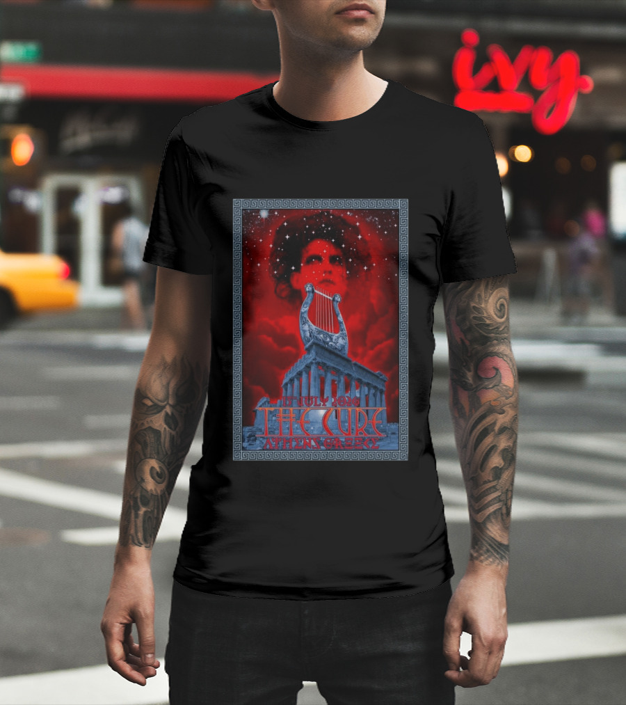 The Cure Athens Greece July 15 2026 Concert Parthenon Lyre Stars T-Shirt