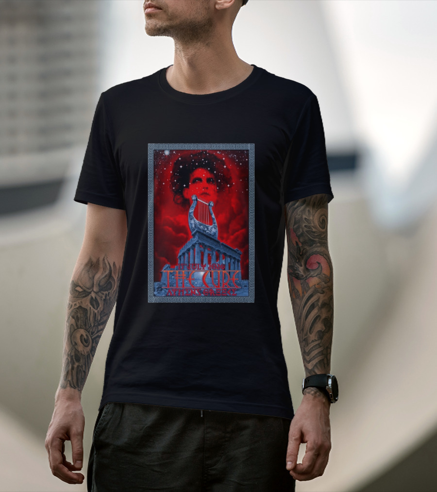 The Cure Athens Greece July 15 2026 Concert Parthenon Lyre Stars T-Shirt