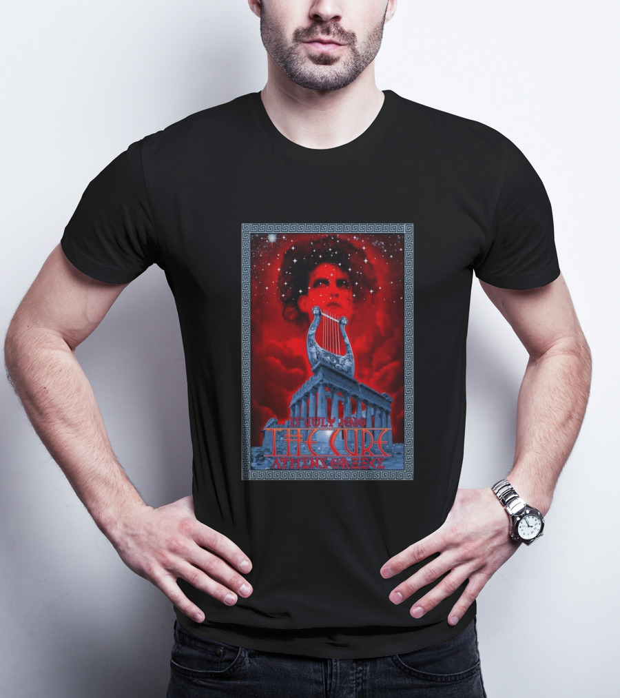 The Cure Athens Greece July 15 2026 Concert Parthenon Lyre Stars T-Shirt