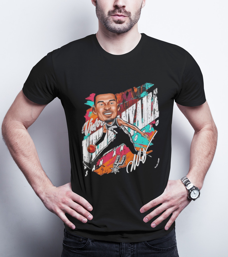 Victor Wembanyama San Antonio Spurs Basketball Cartoon T-Shirt
