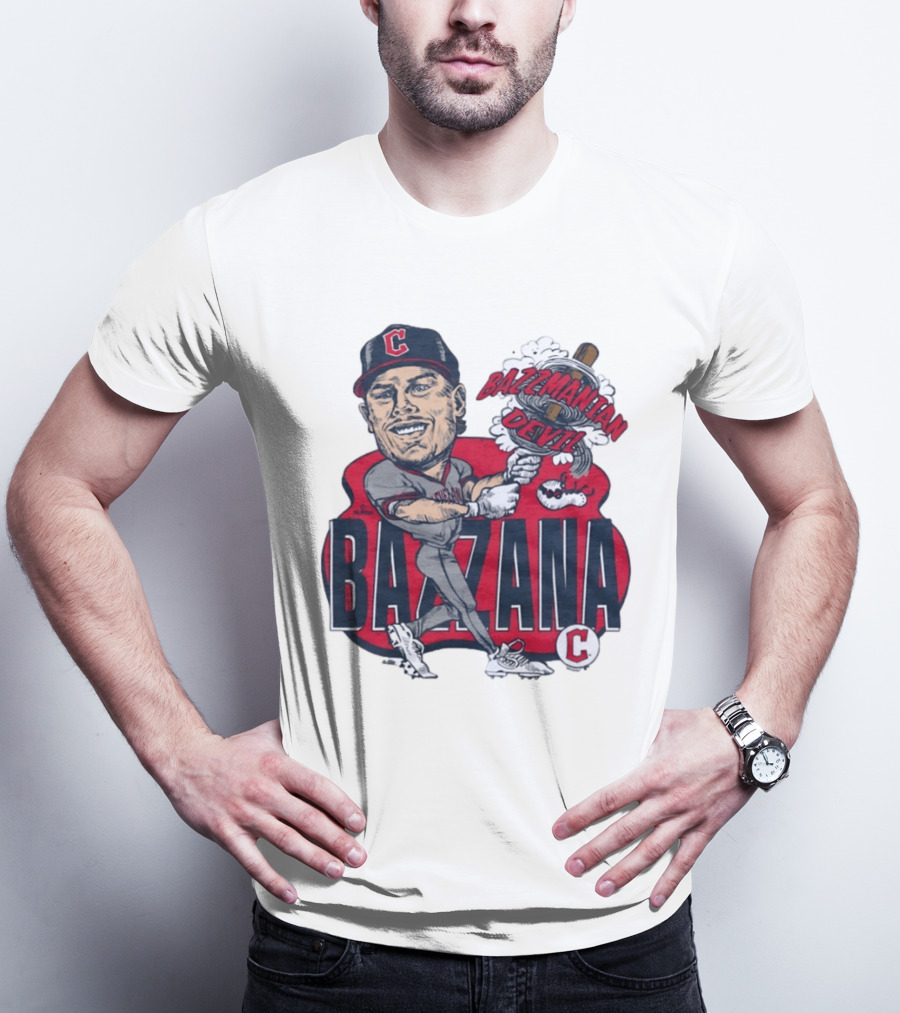 Bazzana Bazzmanian Devil Cleveland Guardians Caricature Baseball Player T-Shirt
