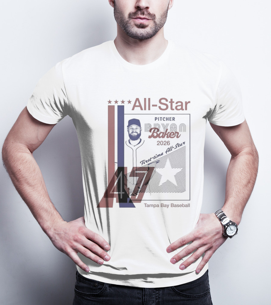 Tampa Bay Rays Bryan Baker 47 Pitcher 2026 MLB All Star T-Shirt