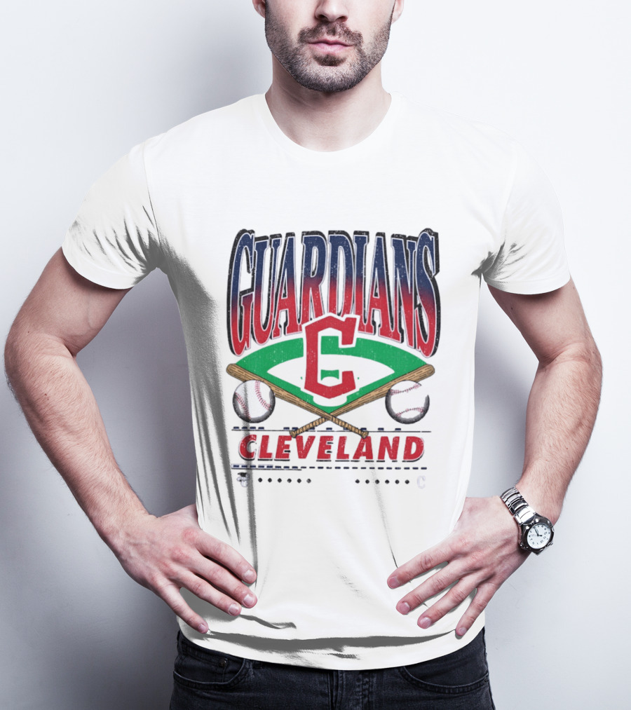 Cleveland Guardians Baseball Team Retro Style With Bats And Ball T-Shirt