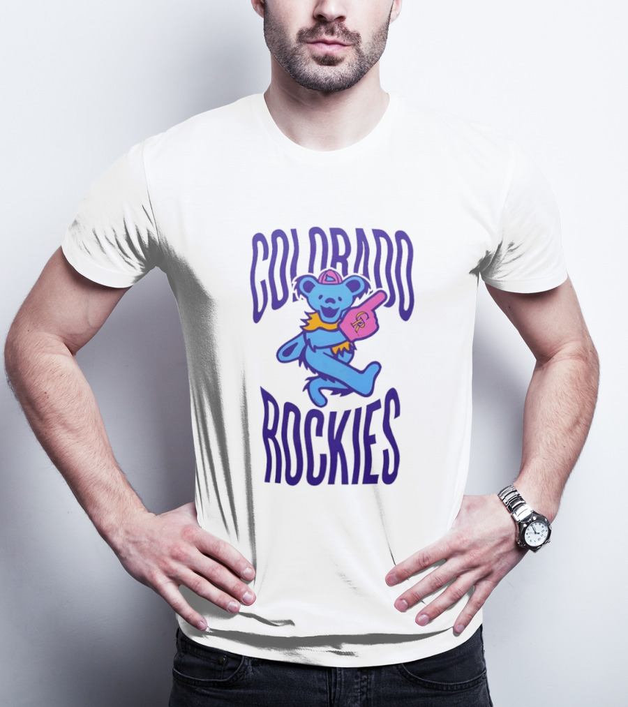 Colorado Rockies Grateful Dead Dancing Bear Sports Fan T-Shirt