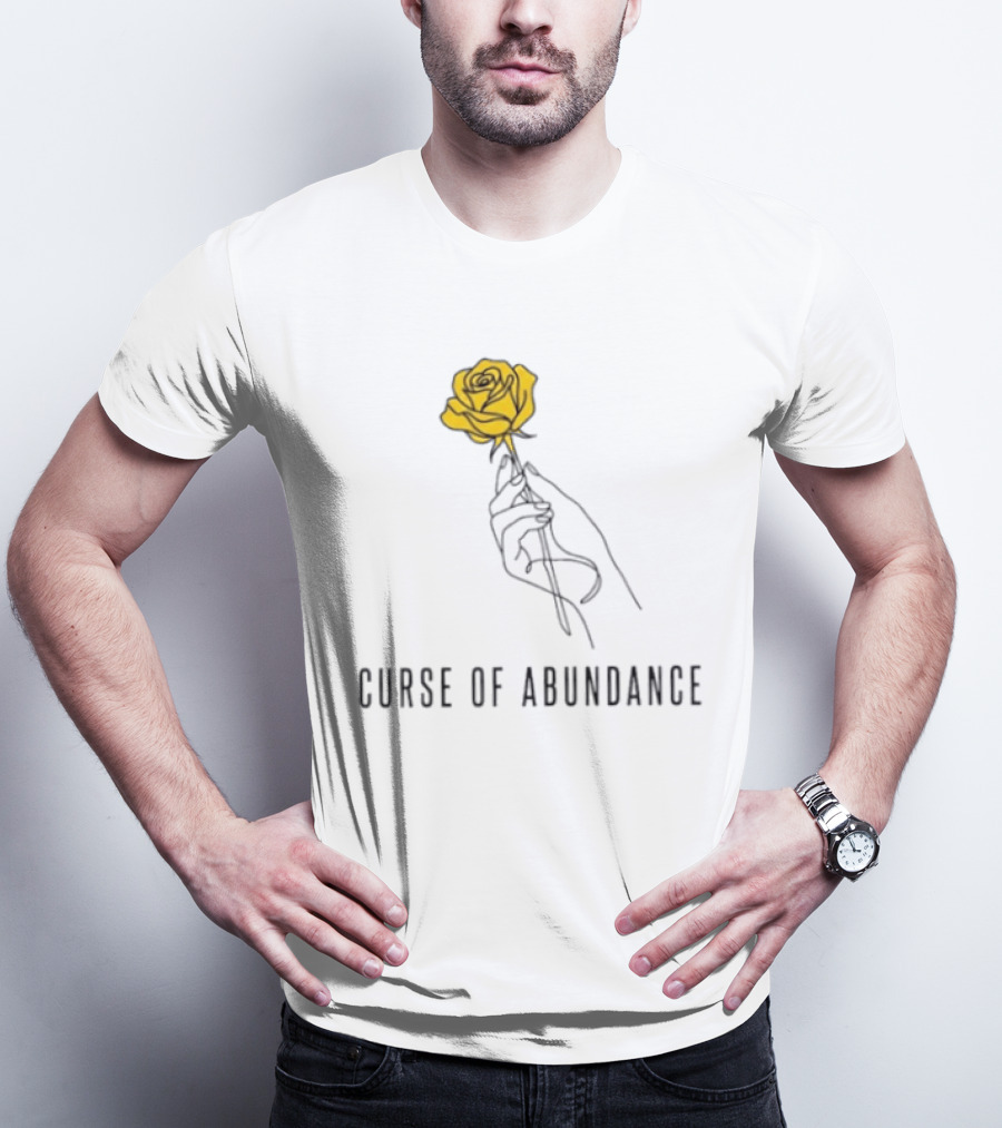 Curse Of Abundance Yellow Rose Hand Minimalist Line T-Shirt
