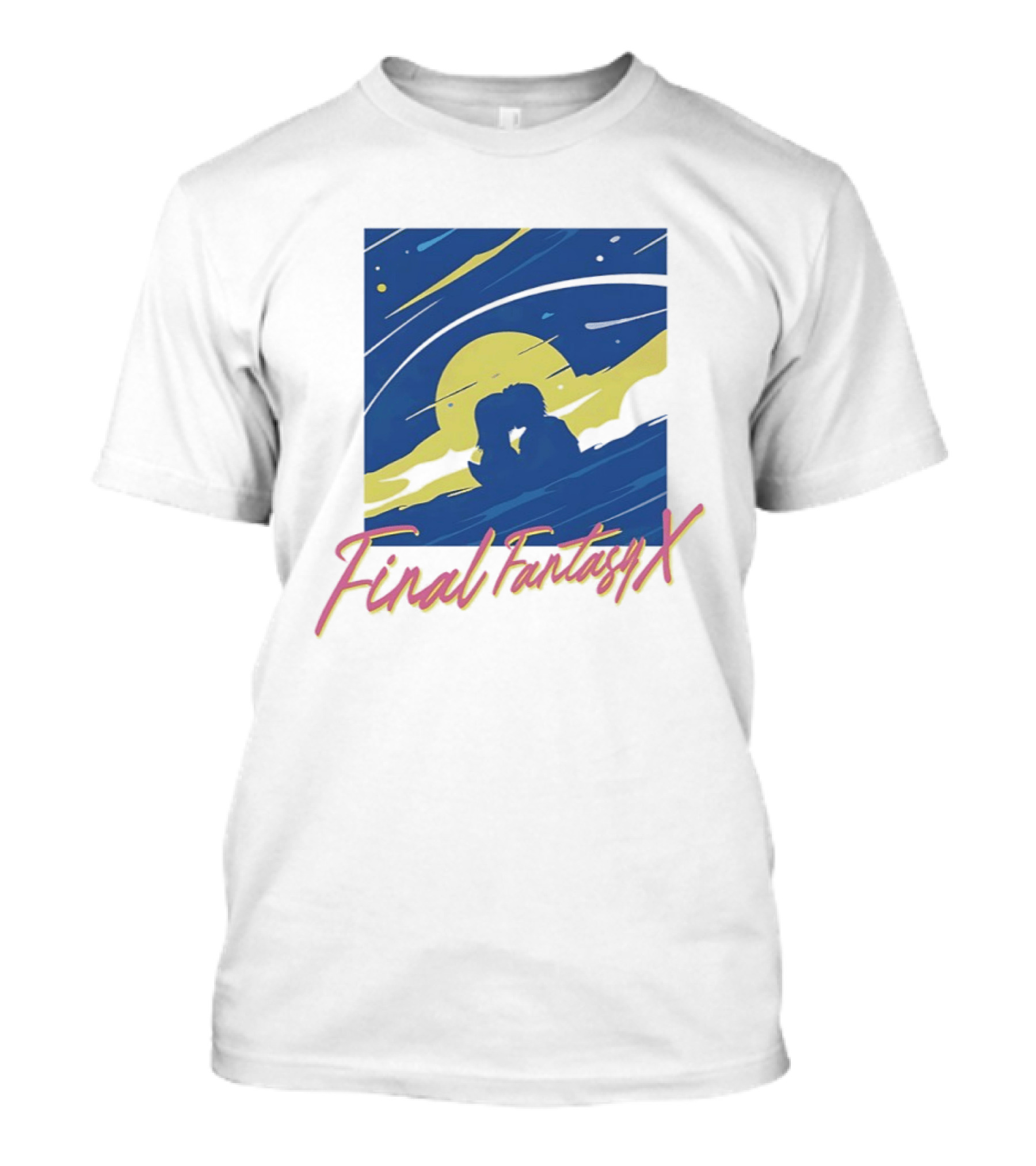 Final Fantasy X Tidus And Yuna Romantic Silhouette Under Moonlit Sky T-Shirt
