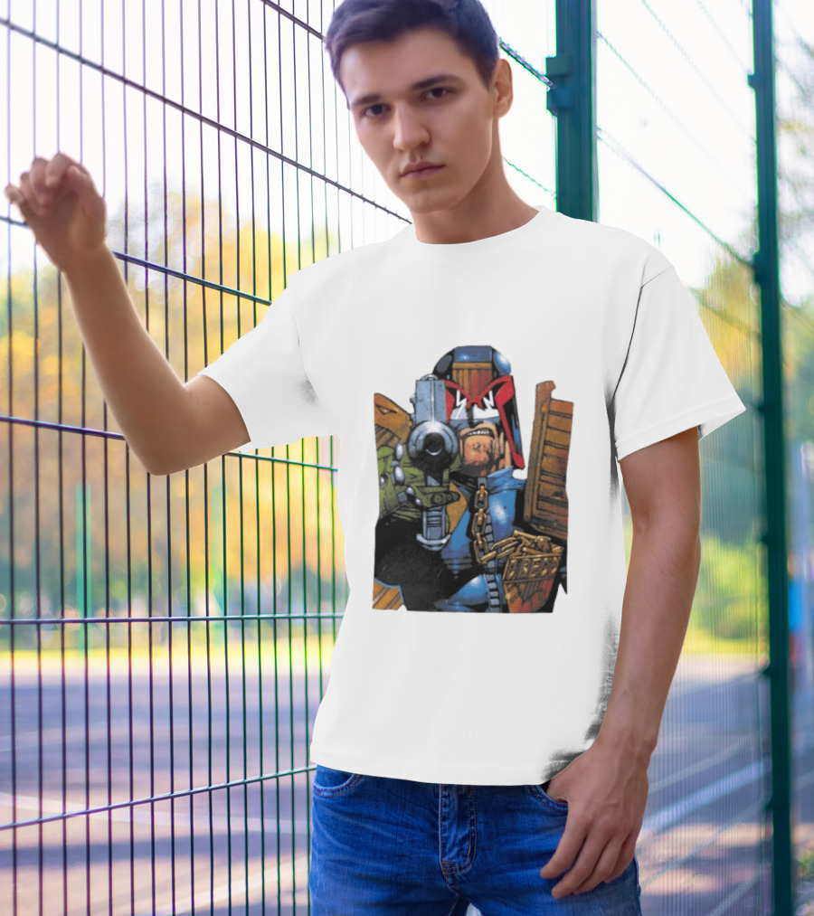 Judge Dredd 2000 AD Comic Book Character With Iconic Outfit T-Shirt